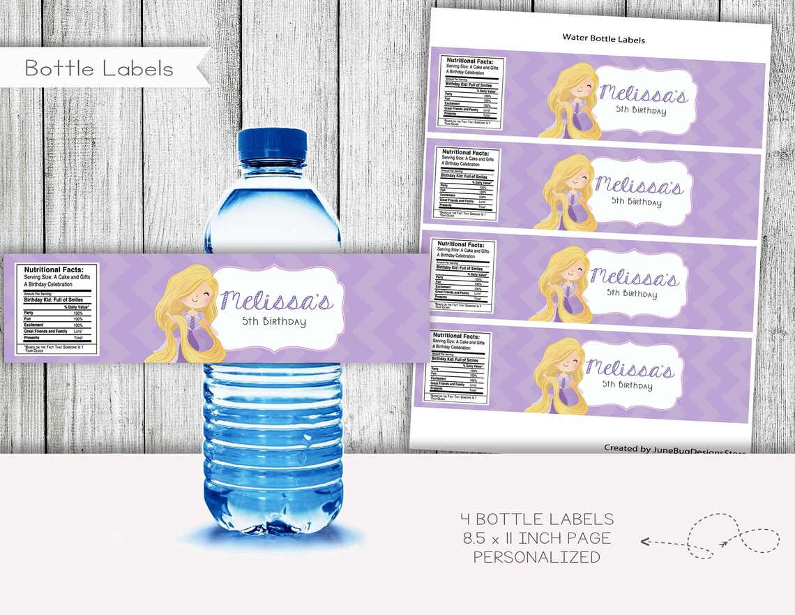 Rapunzel Birthday Chocolate Bar Labels Princess Party Favors | Etsy