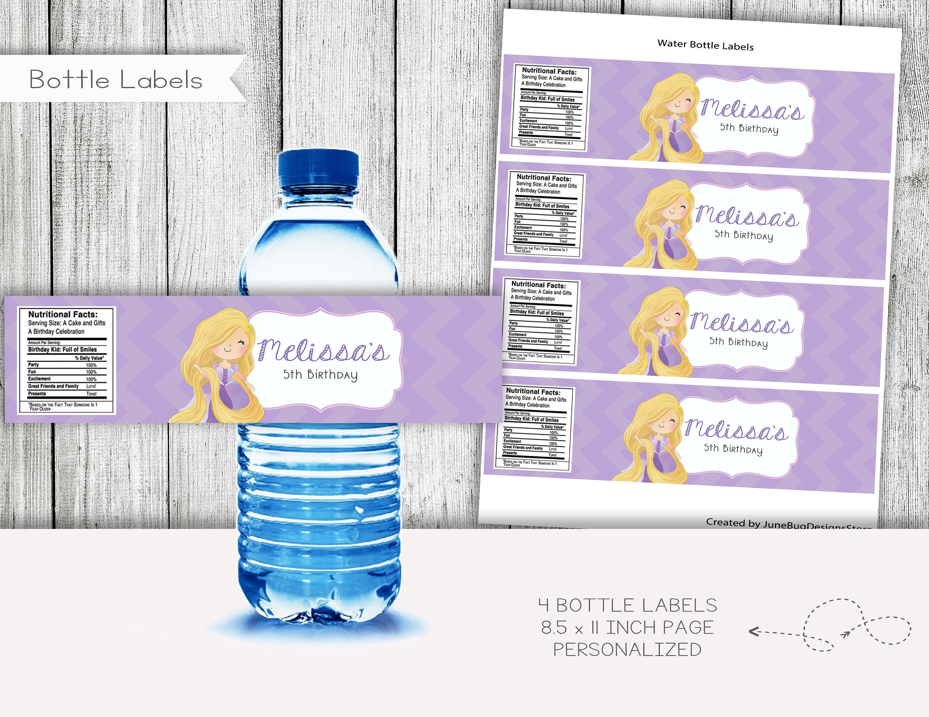 Rapunzel Birthday Chocolate Bar Labels Princess Party Favors | Etsy