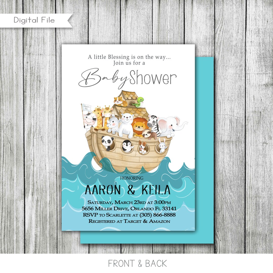 Noah's Ark Baby Shower Invitation, Baby Animals Baby Shower Invitation ...