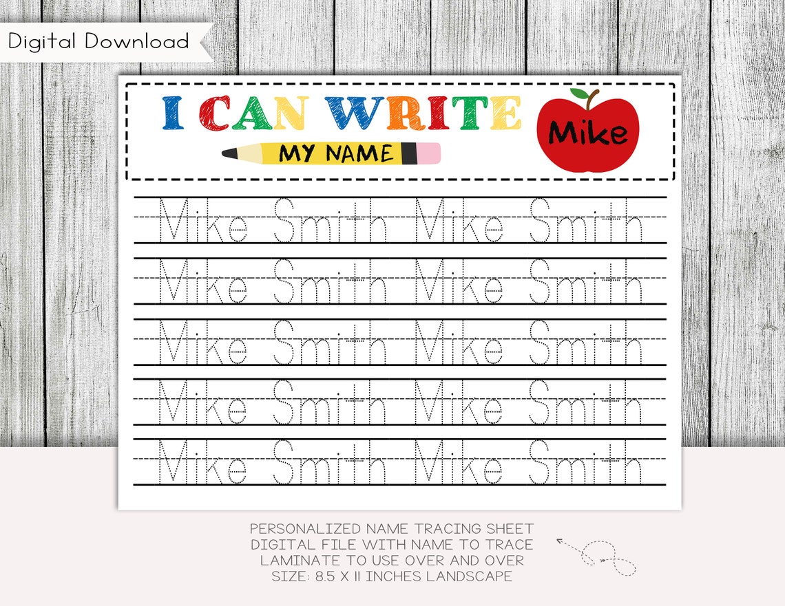 Custom Name Tracing Worksheet, Handwriting Practice (digital File) - Etsy