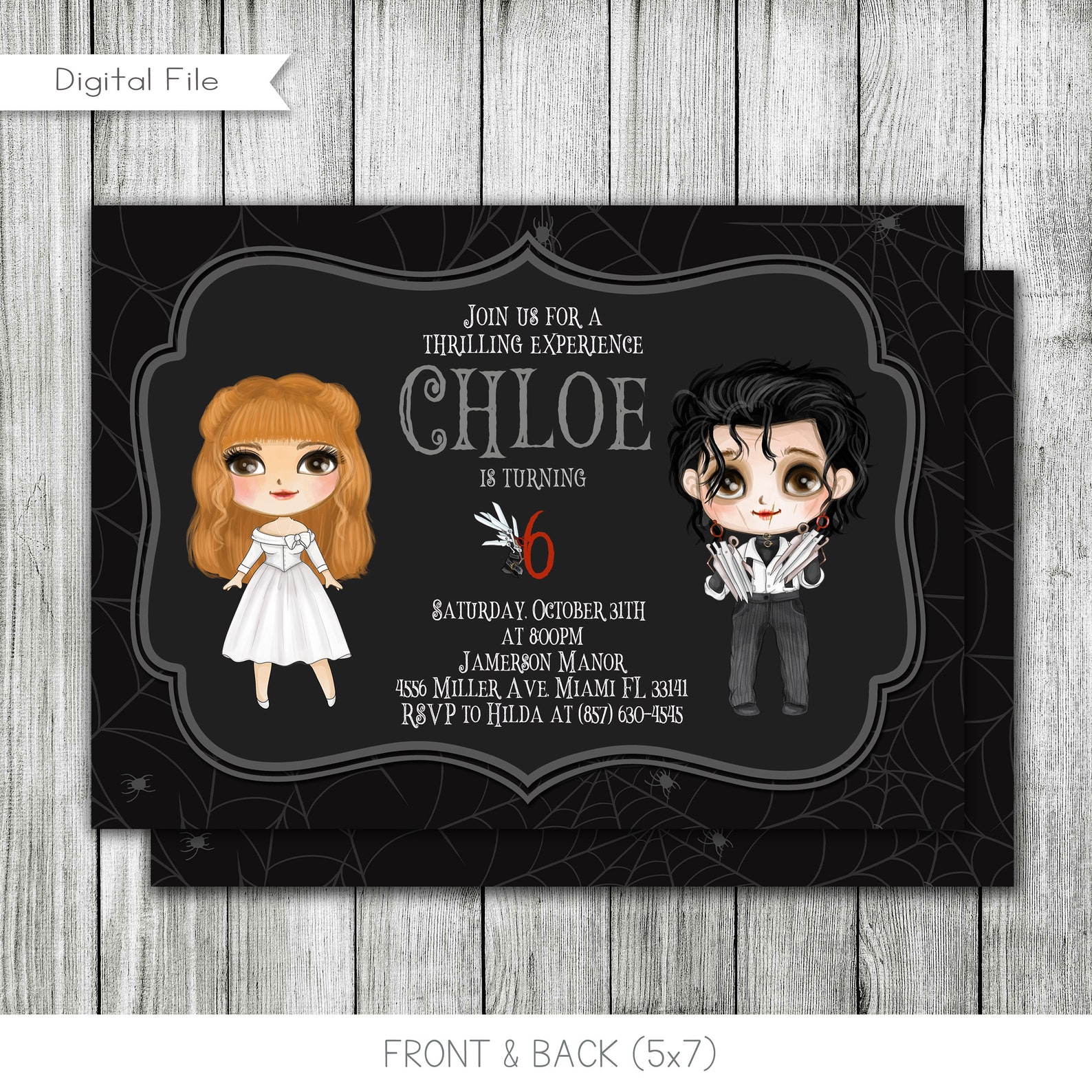 Scissorhands Birthday Invitation Halloween Birthday - Etsy