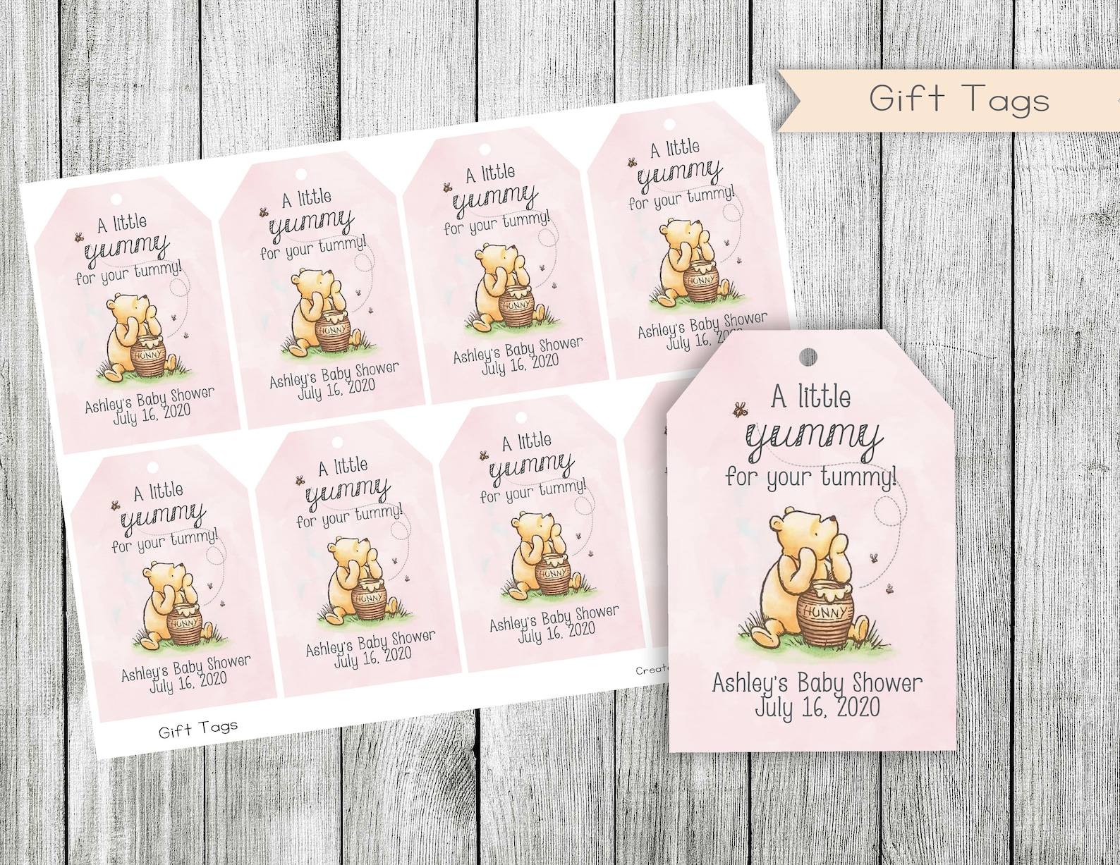 Classic Winnie the Pooh Baby Shower Diaper Raffle Card Diaper - Etsy