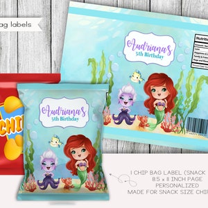 Little Mermaid Bubble Bottle Labels, Mermaid Party Favors, Bubble ...