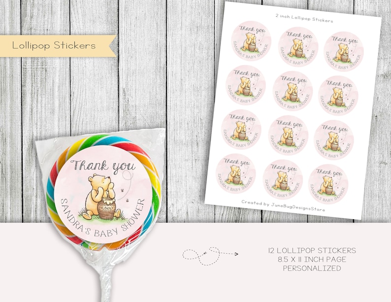 Classic Winnie the Pooh Thank You Tags, Editable Birthday Favors ...