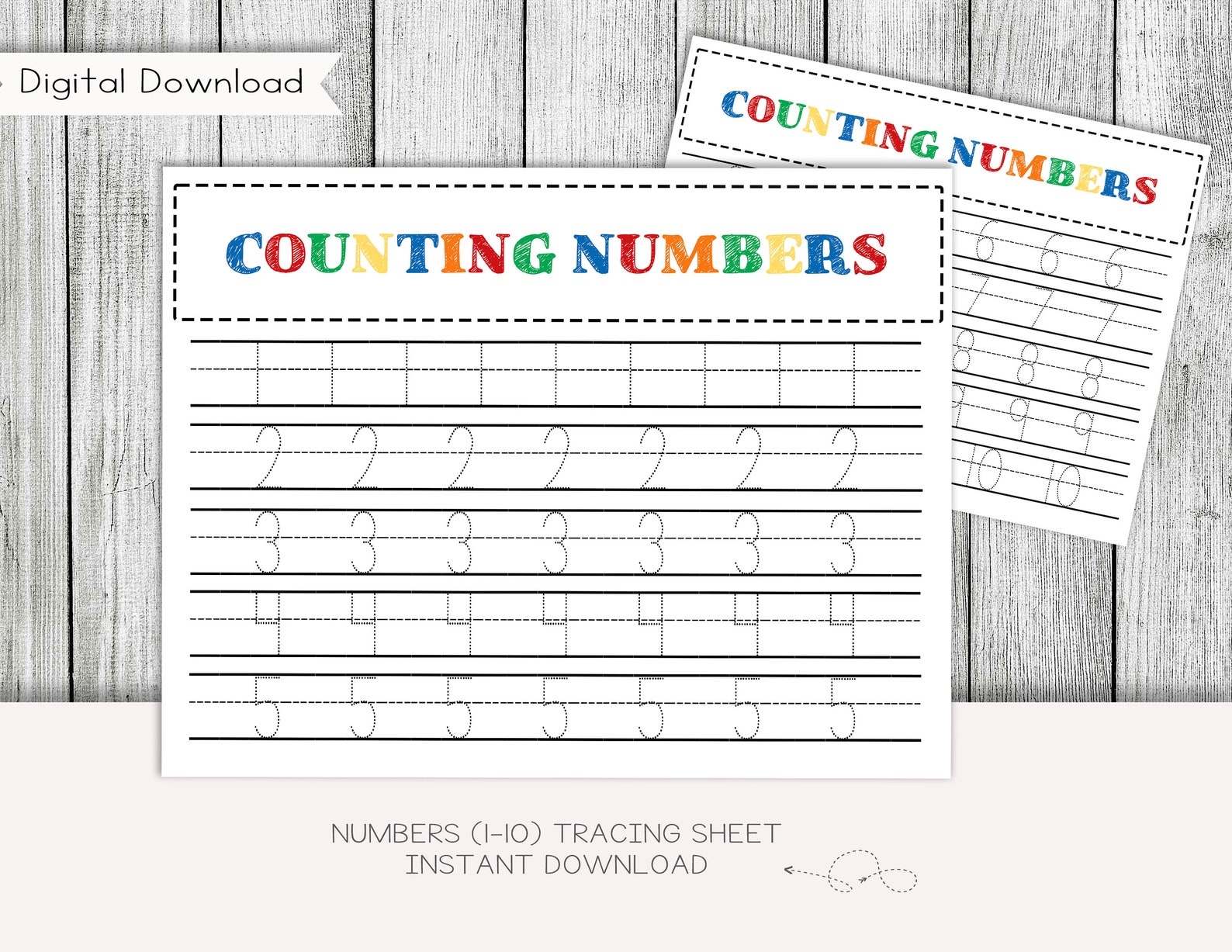 Numbers 1 10 Practice Sheet Handwriting Practice Learning - Etsy