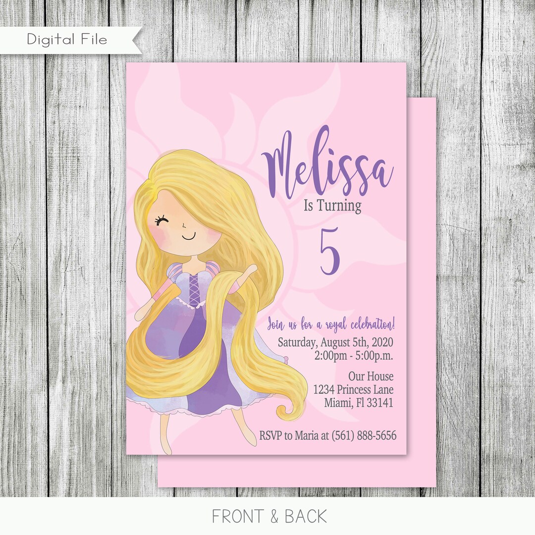 Rapunzel Birthday Invitation, Princess Invitation, Party Invitation ...