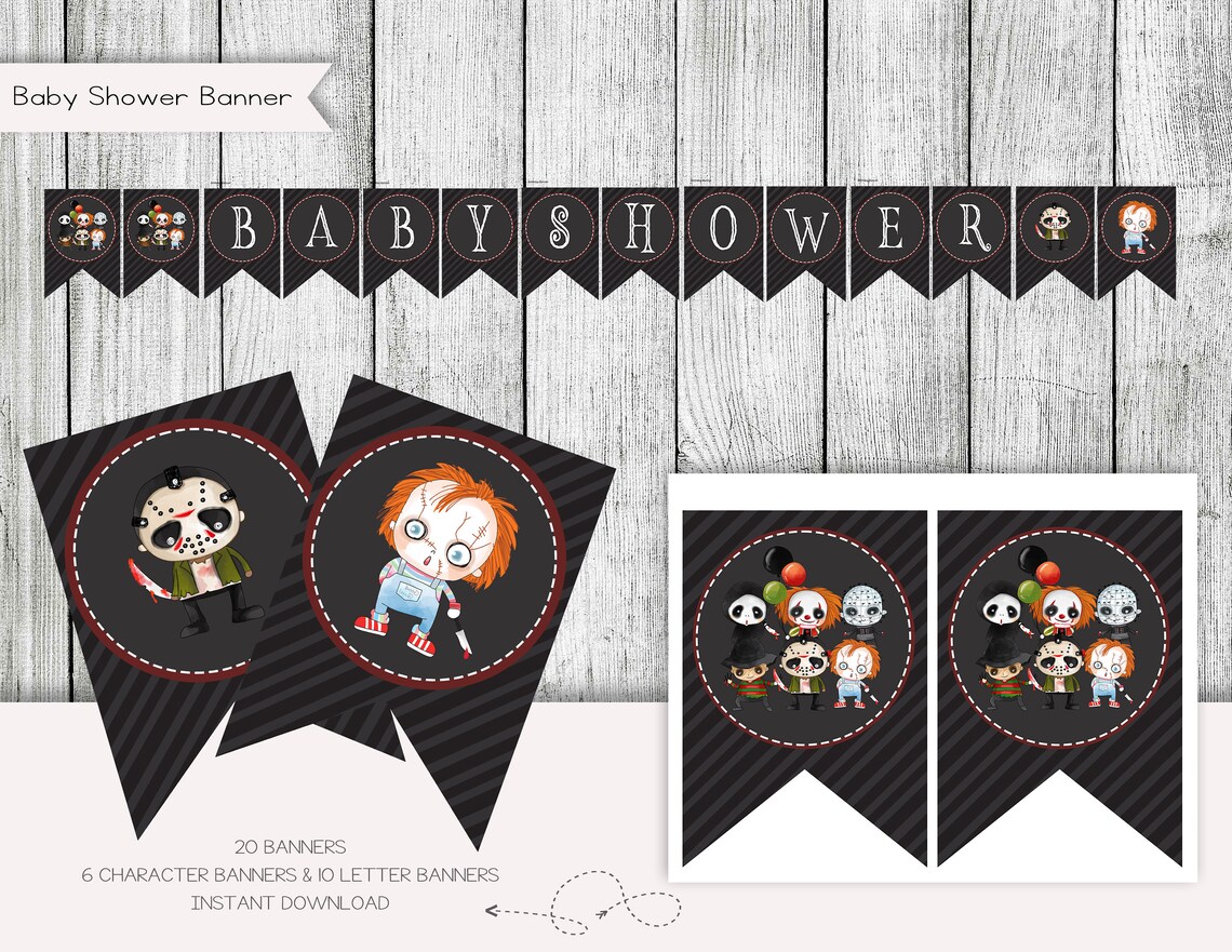 Horror Movie Baby Shower Banner, Scary Movie Banner, Baby Shower Party ...