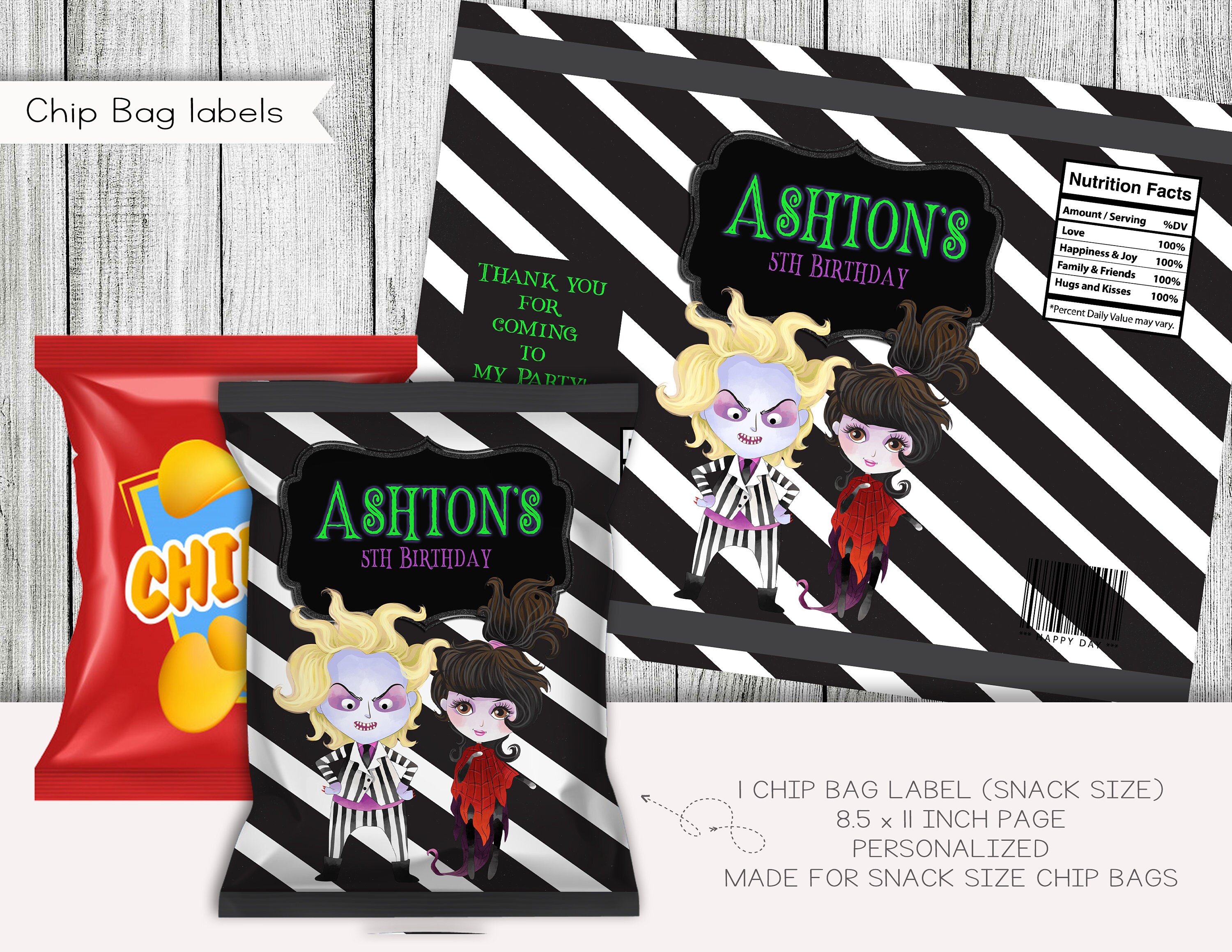 Ghost Friends Birthday Snack Size Chip Bag Label Party - Etsy