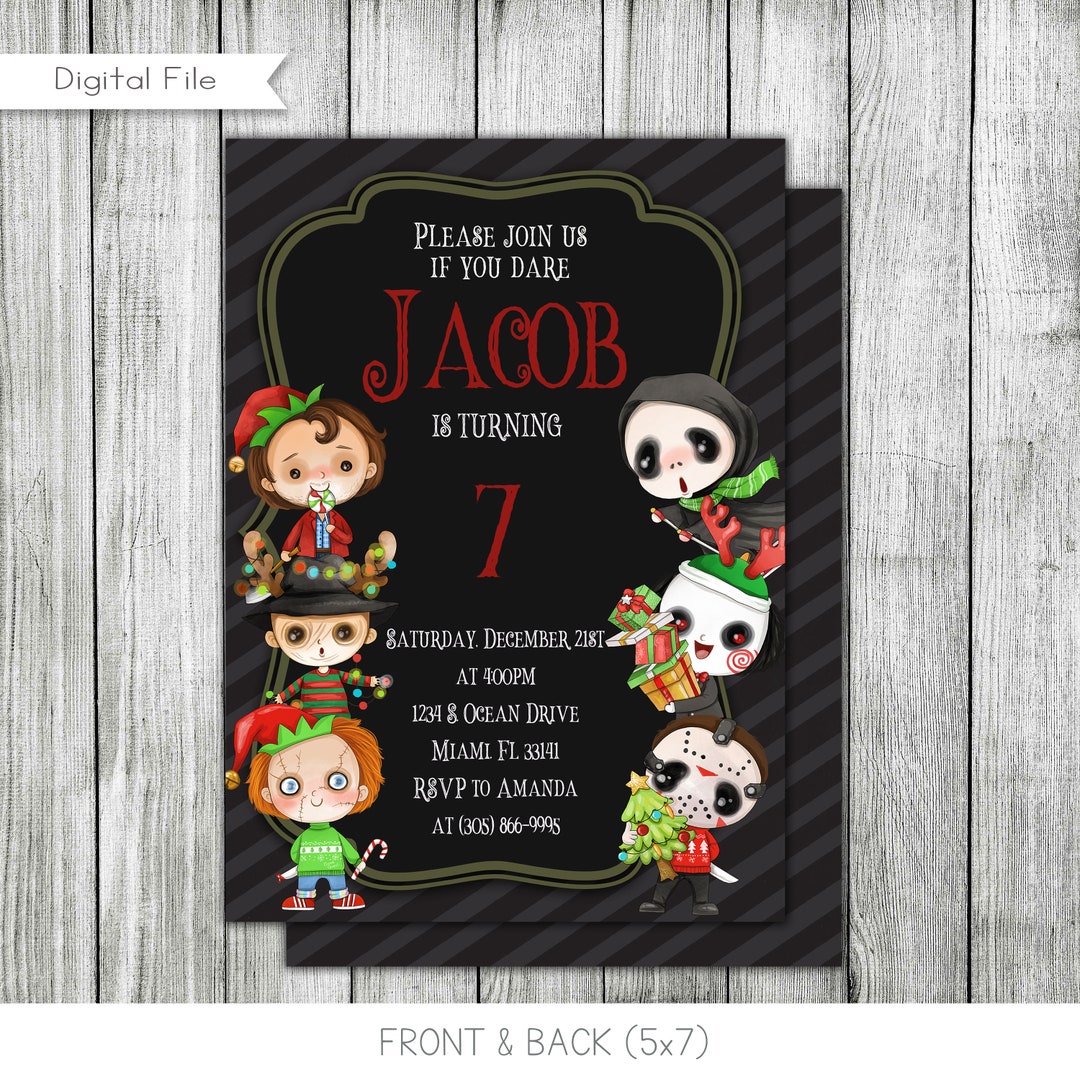 Horror Movie Christmas Birthday Invitation, Scary Movie Birthday ...