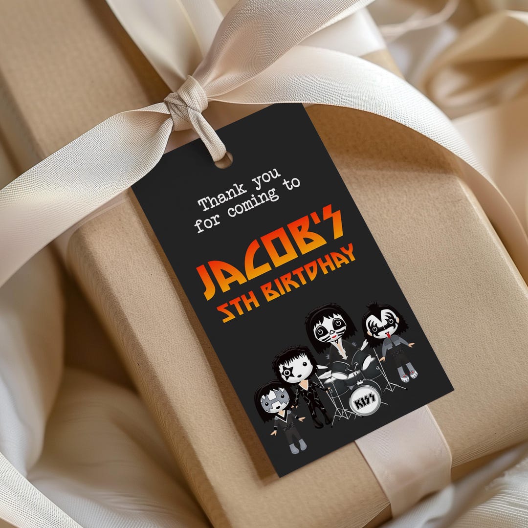 Rock N Roll Band Birthday Thank You Tags, Rock Band Favor Tags, Rock ...