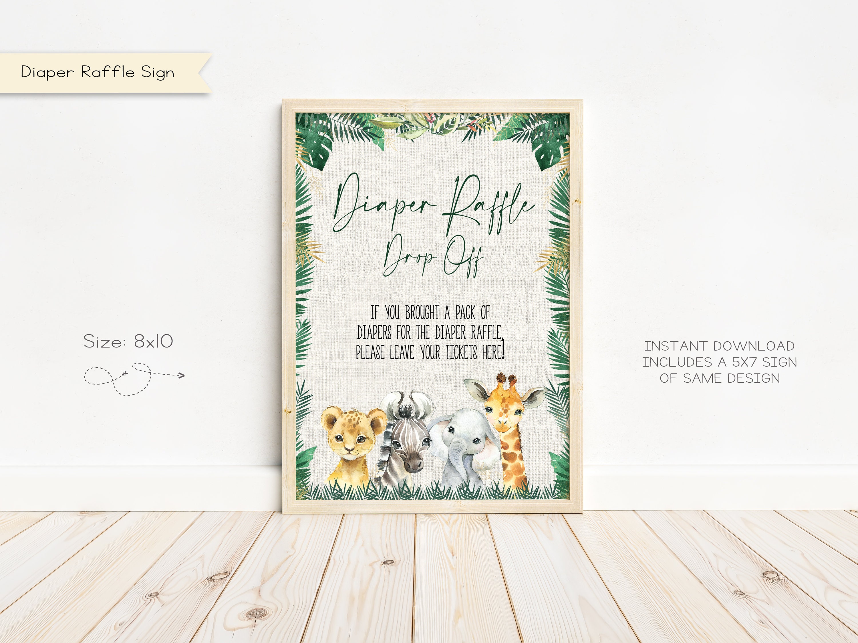 Safari Animals Baby Shower Diaper Raffle Card Diaper Raffle - Etsy