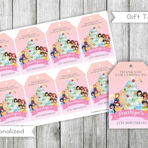 Princess Friends Christmas Birthday Thank You Tags, Gift Tags, Favor ...