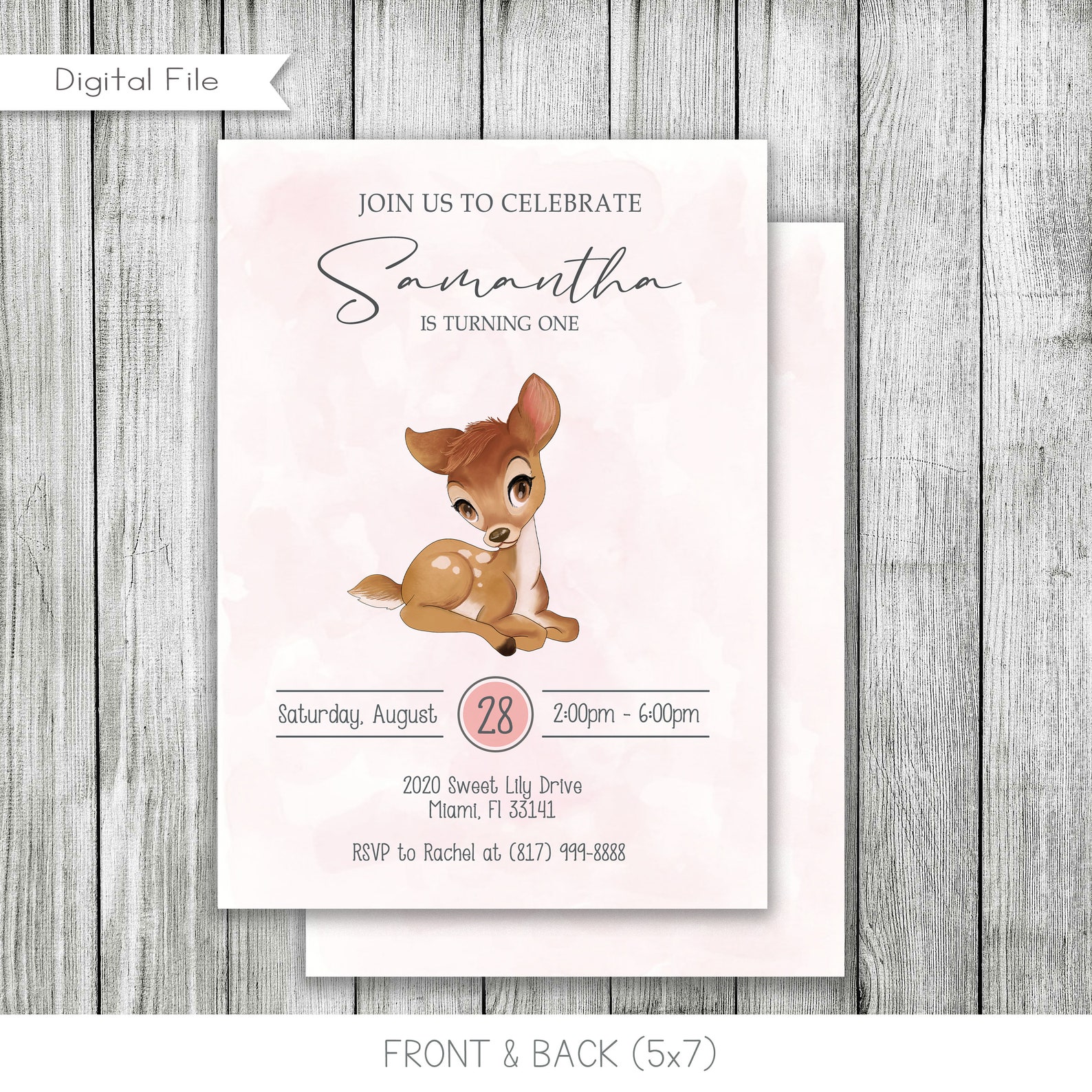 Classic Baby Deer Birthday Thank You Tags, Gift Tags, Party Favors ...