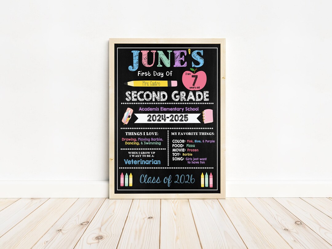 Girl Pastel Colors First Day of School Sign, Pastel Colors Back to ...