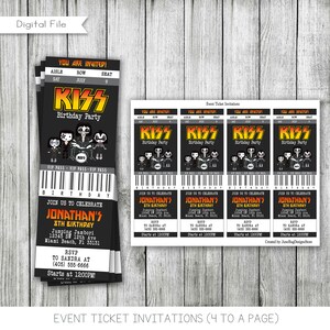 Rock N Roll Band Birthday Water Bottle Labels, Bottle Wrapper Labels ...