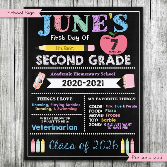 Girl Pastel Colors First Day of School Sign Pastel Colors | Etsy