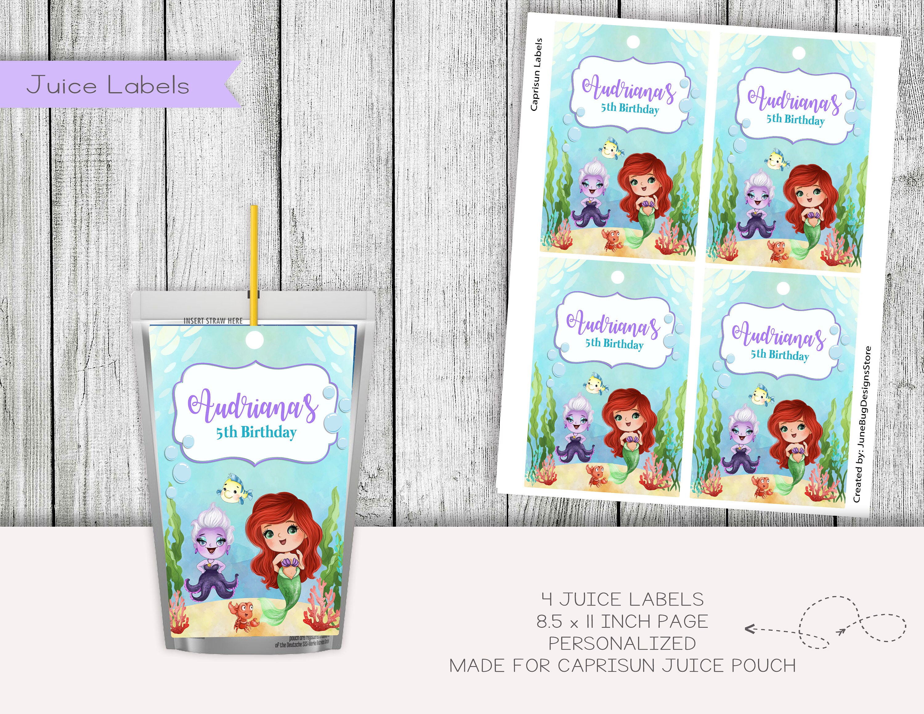 Little Mermaid Bubble Bottle Labels Mermaid Party Favors - Etsy