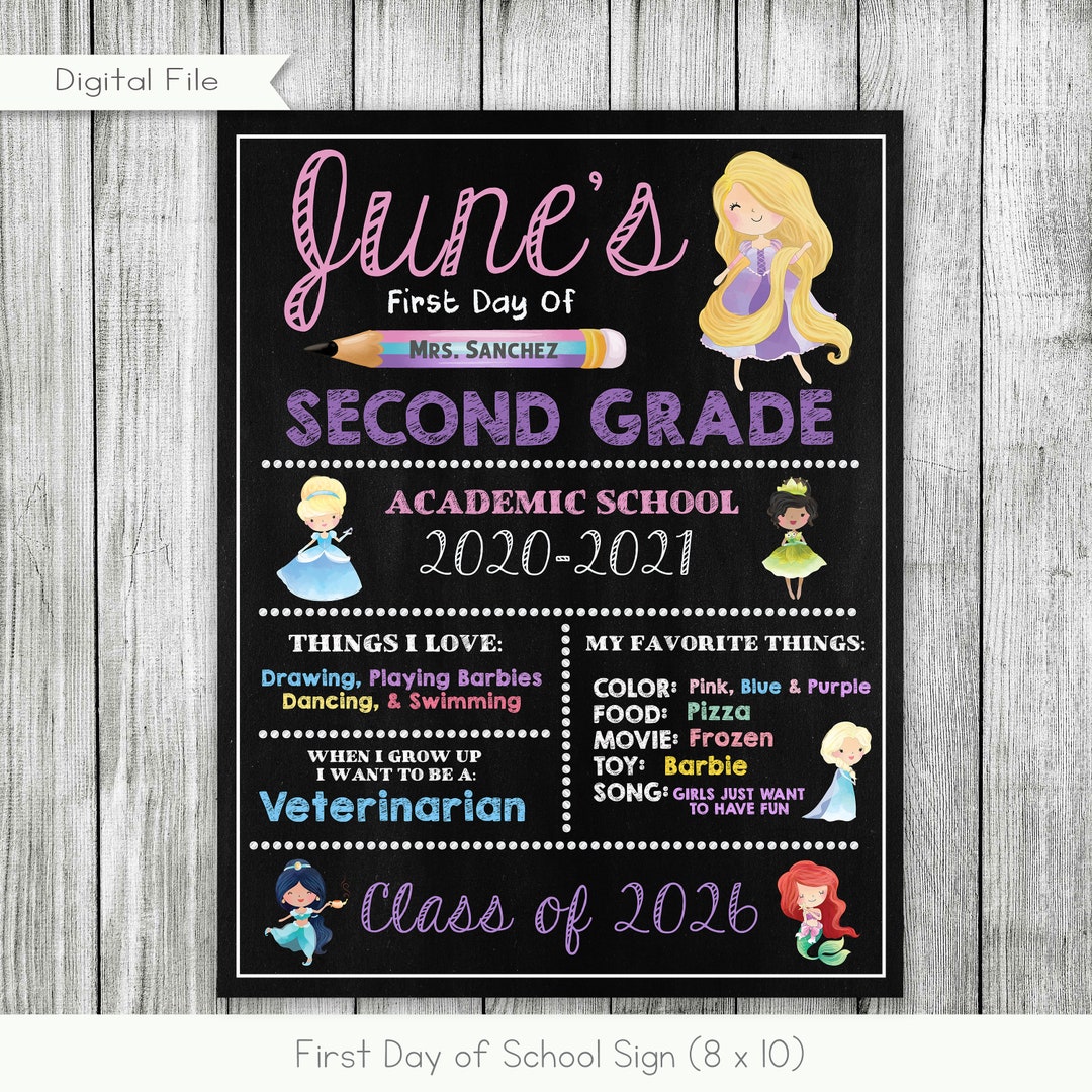 Princess First Day of School Sign Back to School Sign - Etsy