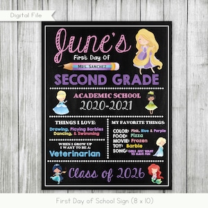 Princess First Day of School Sign Back to School Sign - Etsy