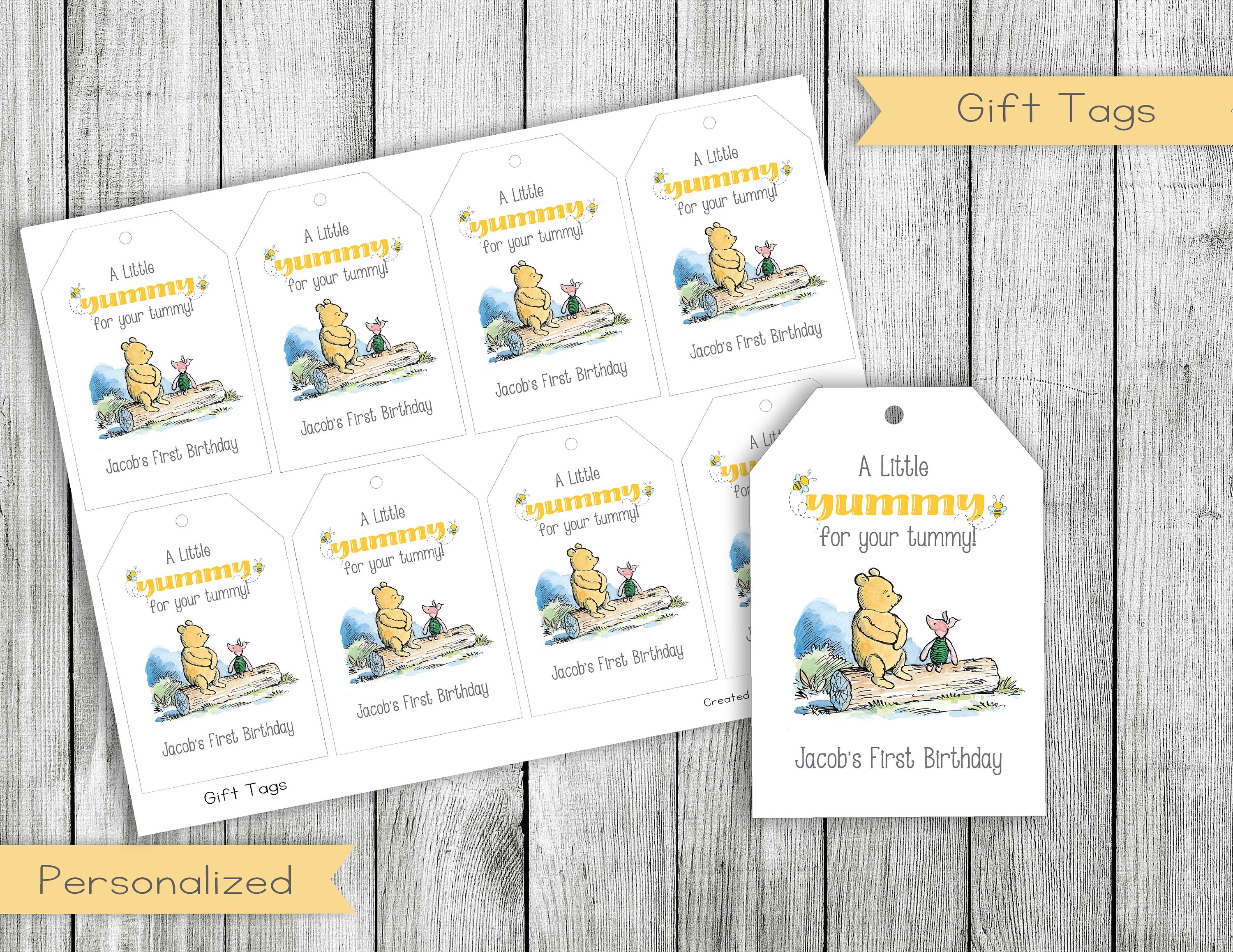 Classic Bear Birthday Bottle Labels Classic Bear Labels | Etsy