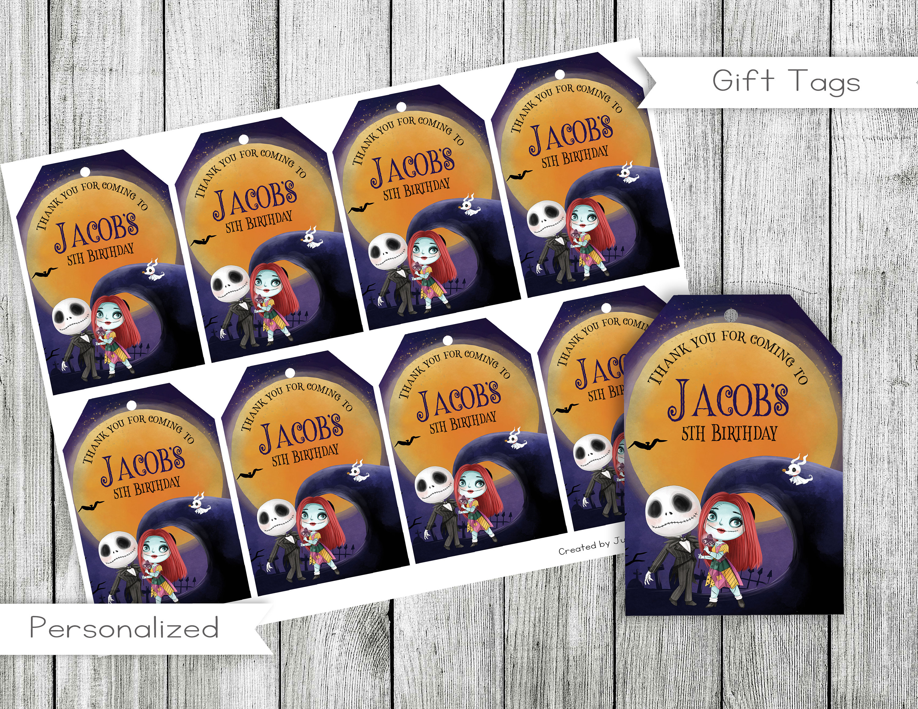 Nightmare Birthday Thank You Tags Nightmare Favor Tags - Etsy