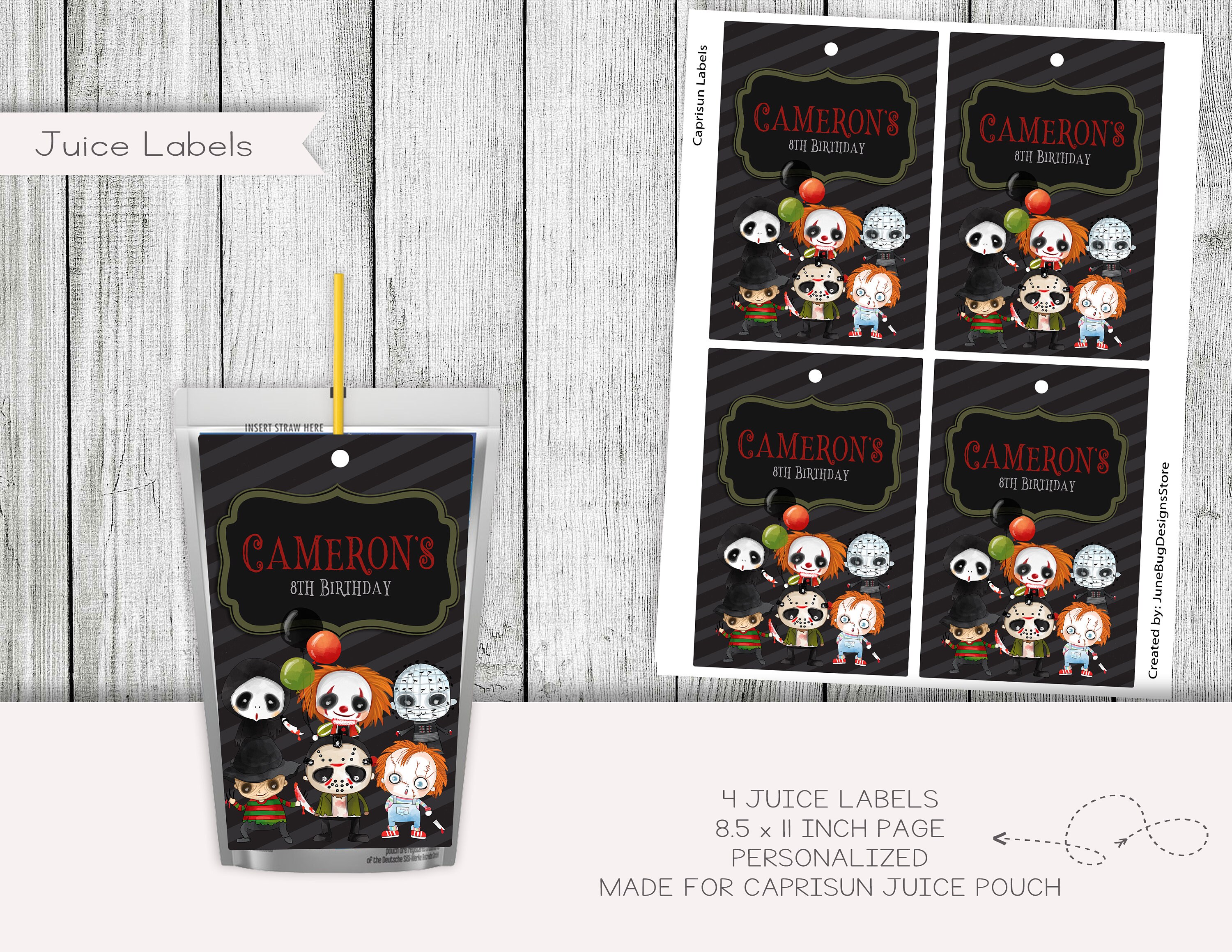 Personalized Horror Movie Birthday Potato Chip Labels (digital) - Etsy