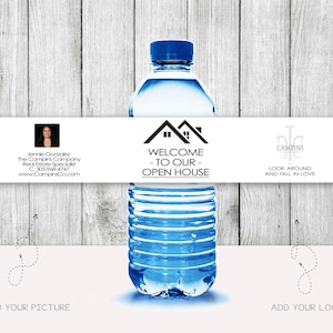 Open House Water Bottle Labels, Real Estate, Branding Bottle Label ...