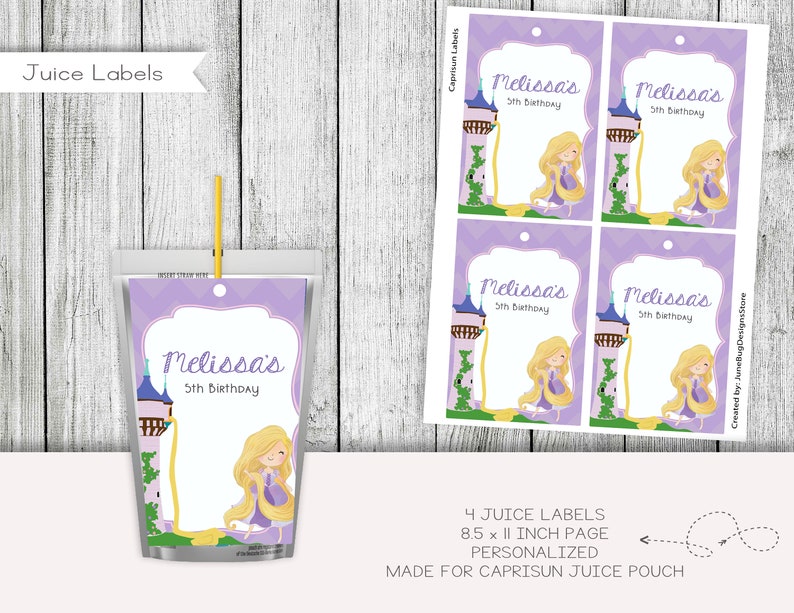 Rapunzel Birthday Chocolate Bar Labels Princess Party Favors - Etsy