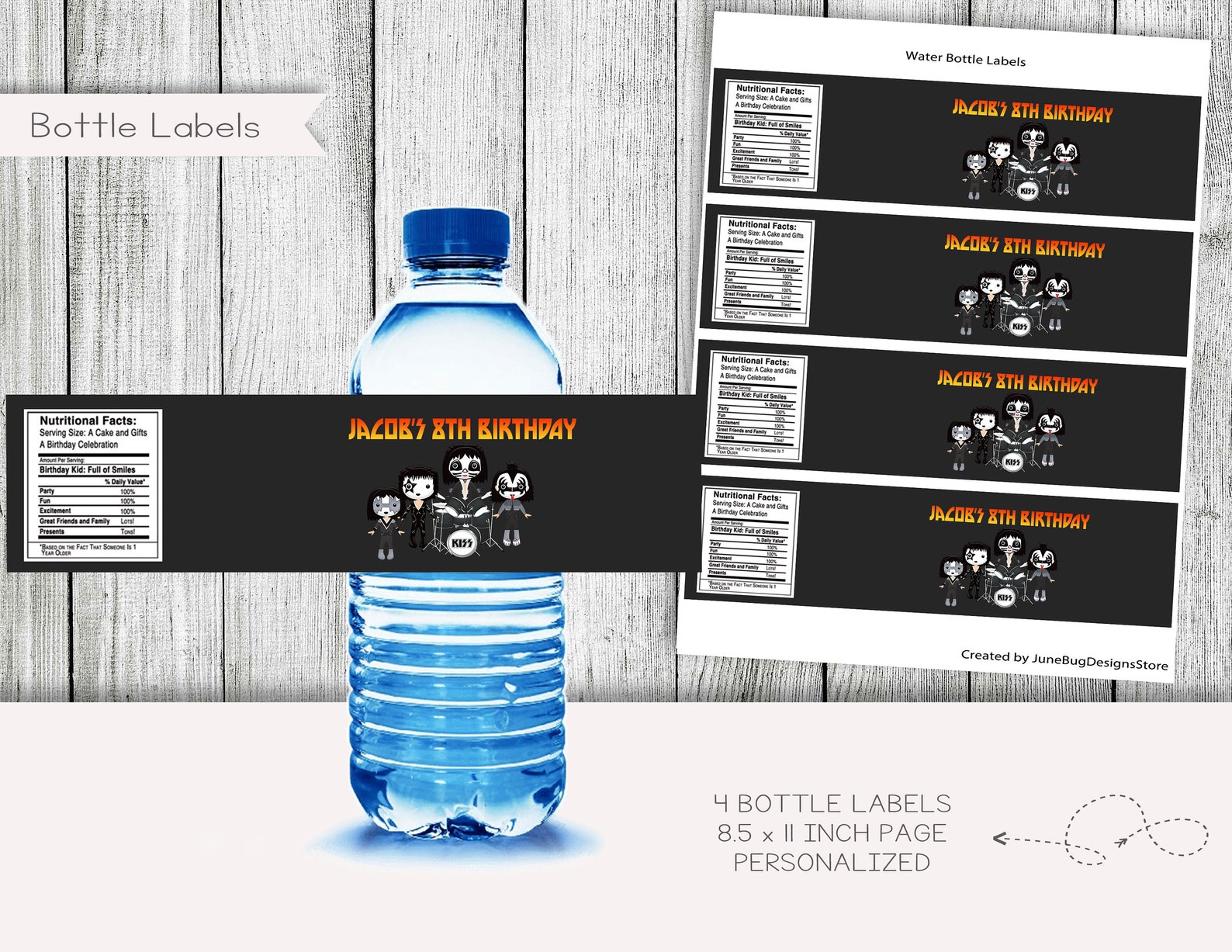 Rock N Roll Band Birthday Thank You Tags, Rock Band Favor Tags, Rock ...