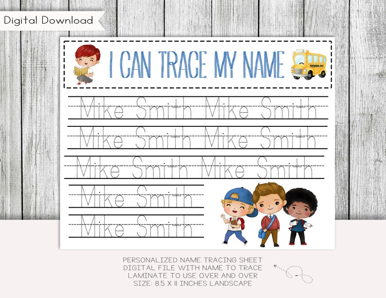 Custom Kids Name Tracing Sheet Learn to Write Name Sheet - Etsy