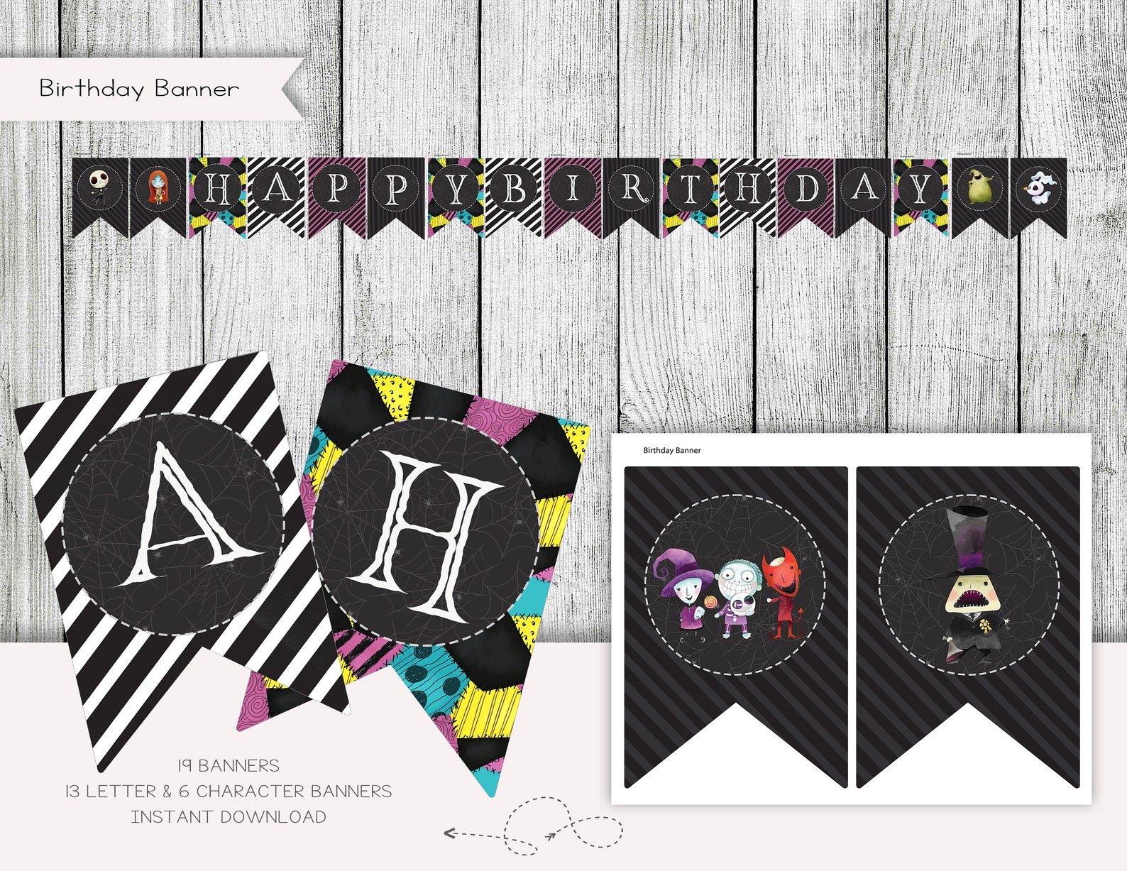 Nightmare Birthday Banner Happy Birthday Banner Nightmare - Etsy