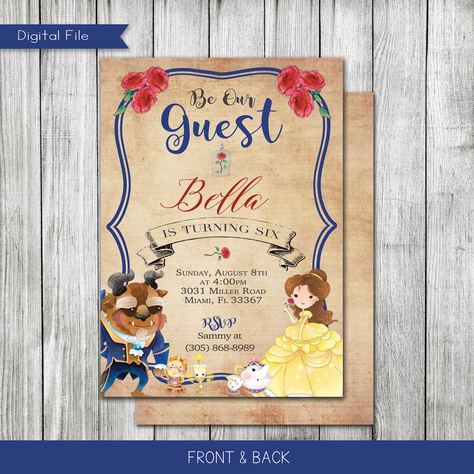 Beauty and the Beast Birthday Invitation Baby Beauty & Beast - Etsy