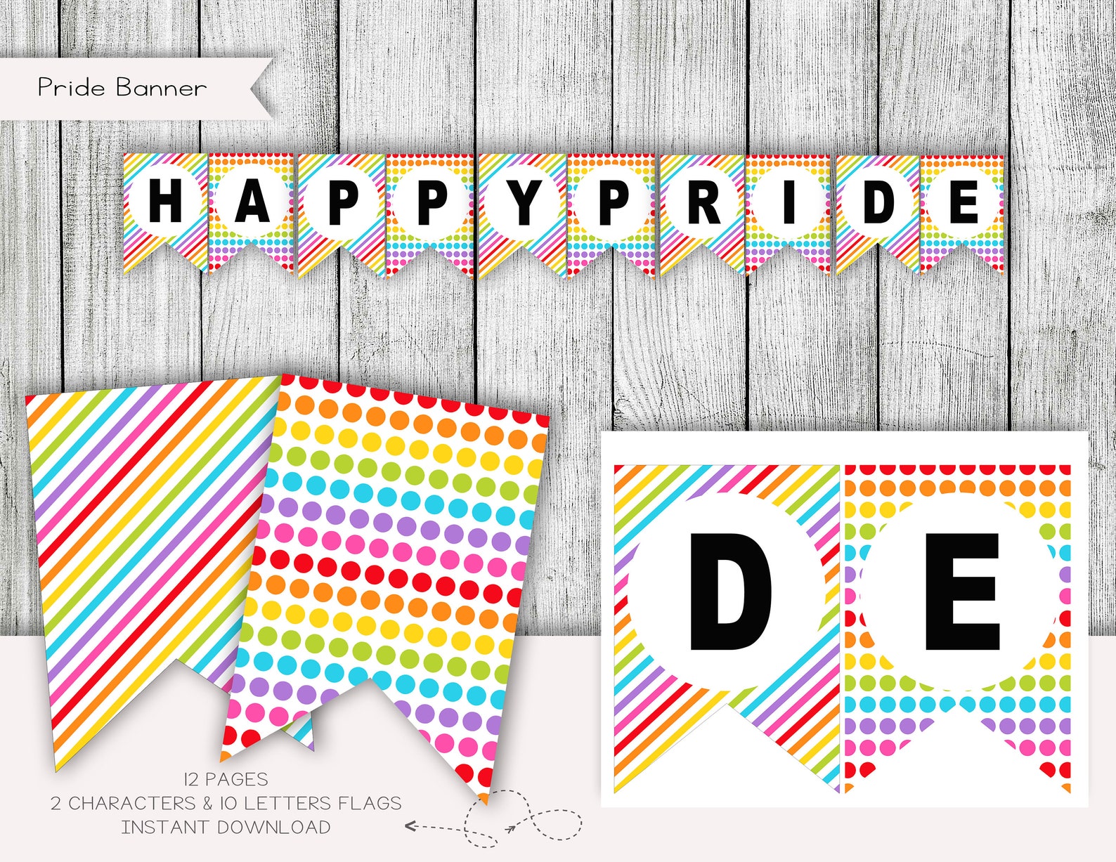 Happy Pride Stickers, Cupcake Toppers, Rainbow Party Favors (digital ...