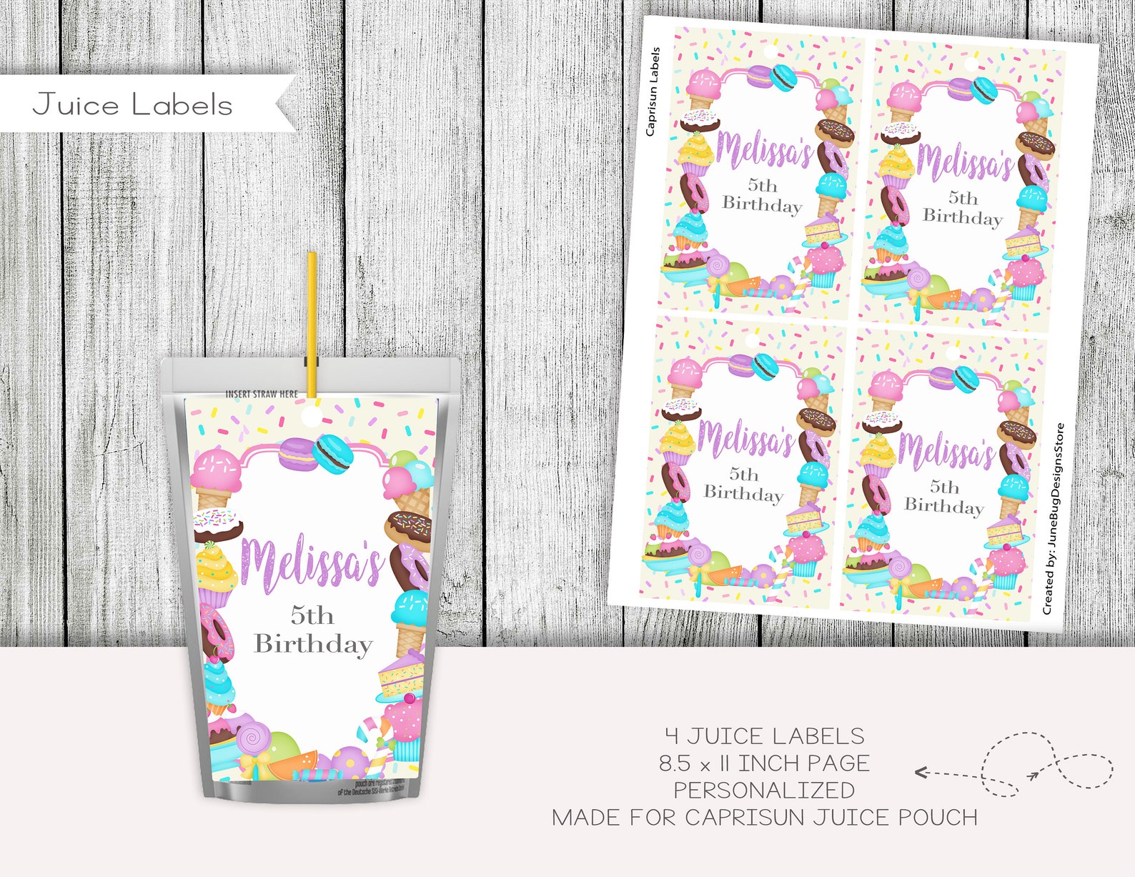 Sweets and Treats Birthday Thank You Tags Candy Desserts & | Etsy