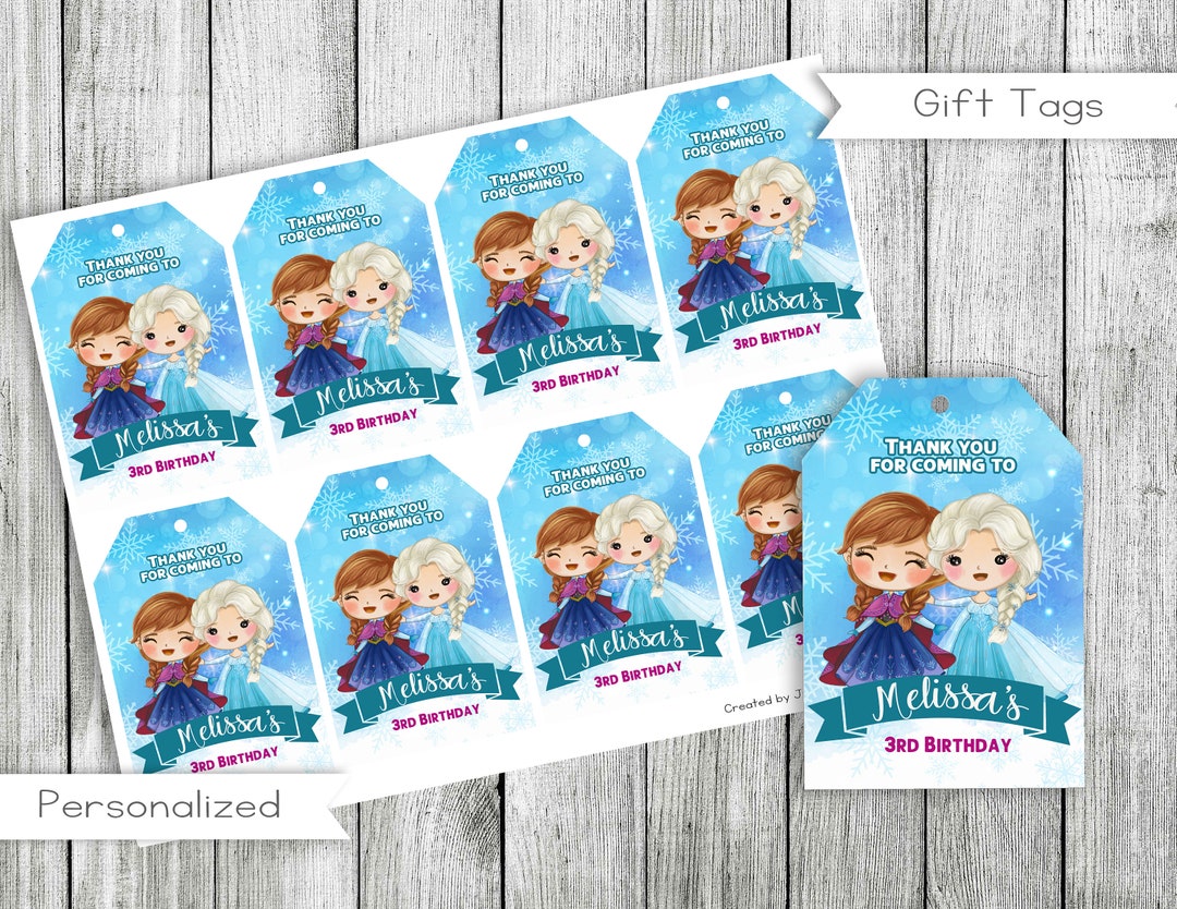 Snow Sisters Thank You Tags, Snow Princess Gift Tags, Labels, Party ...