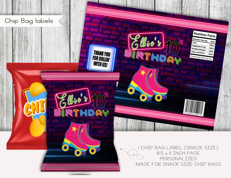 Roller Skating Birthday Thank You Tags Gift Tags Party - Etsy