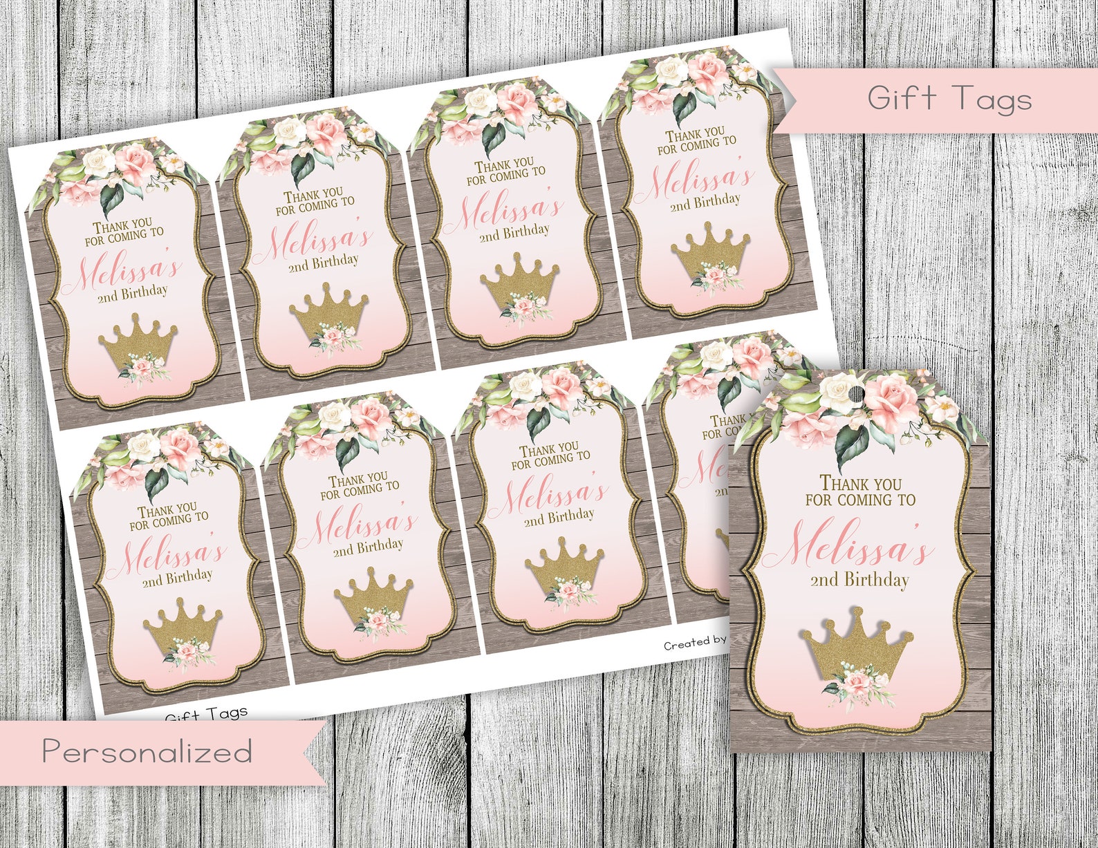 Princess Bottle Labels Princess Crown Labels Gold Crown - Etsy