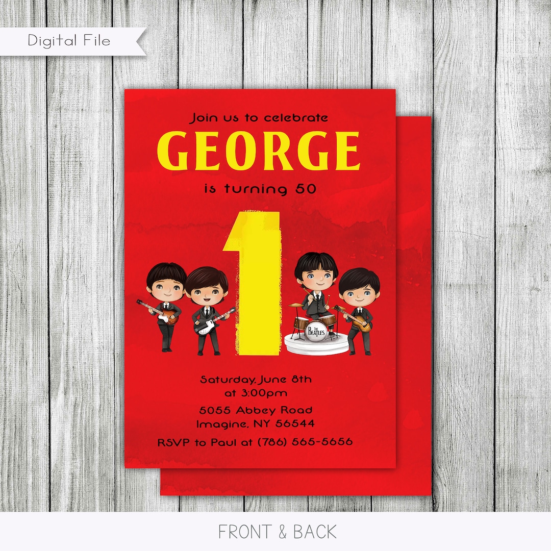 Rock and Roll Boy Band Birthday Invitation, Rock and Roll Invitation ...