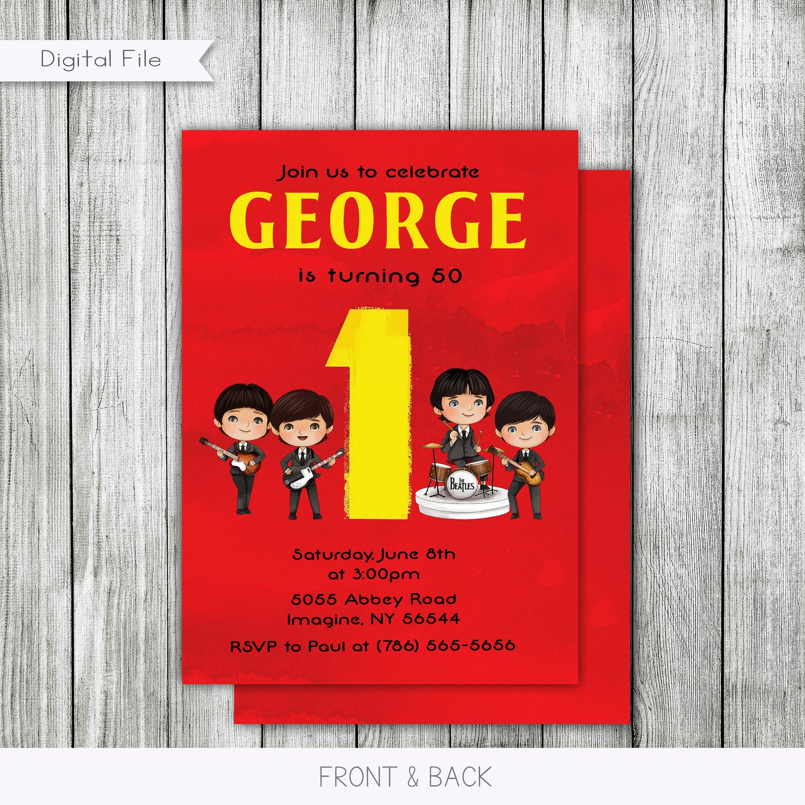 Rock and Roll Boy Band Birthday Invitation Rock and Roll - Etsy