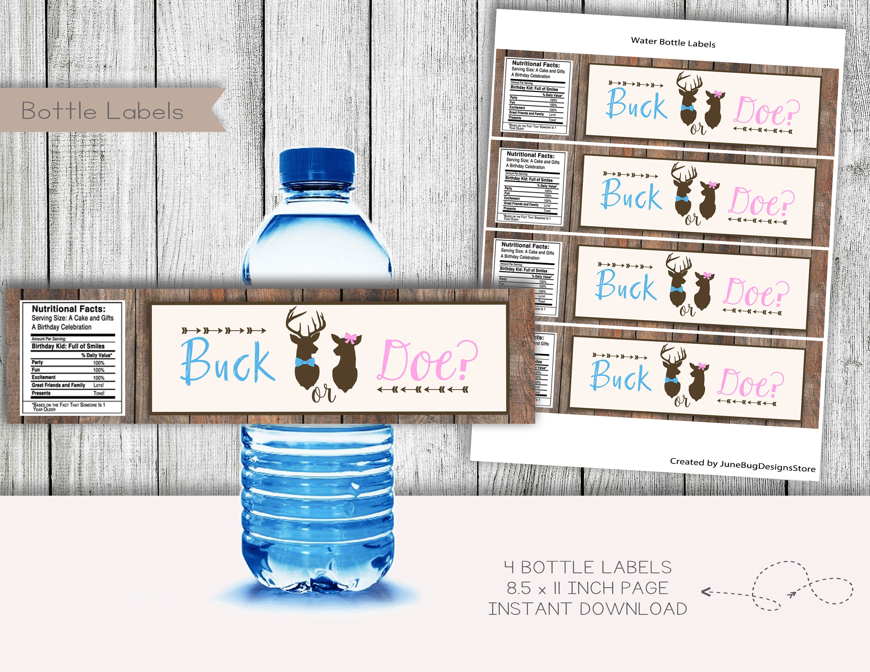Buck or Doe Bottle Labels Buck or Doe Labels Buck or Doe | Etsy