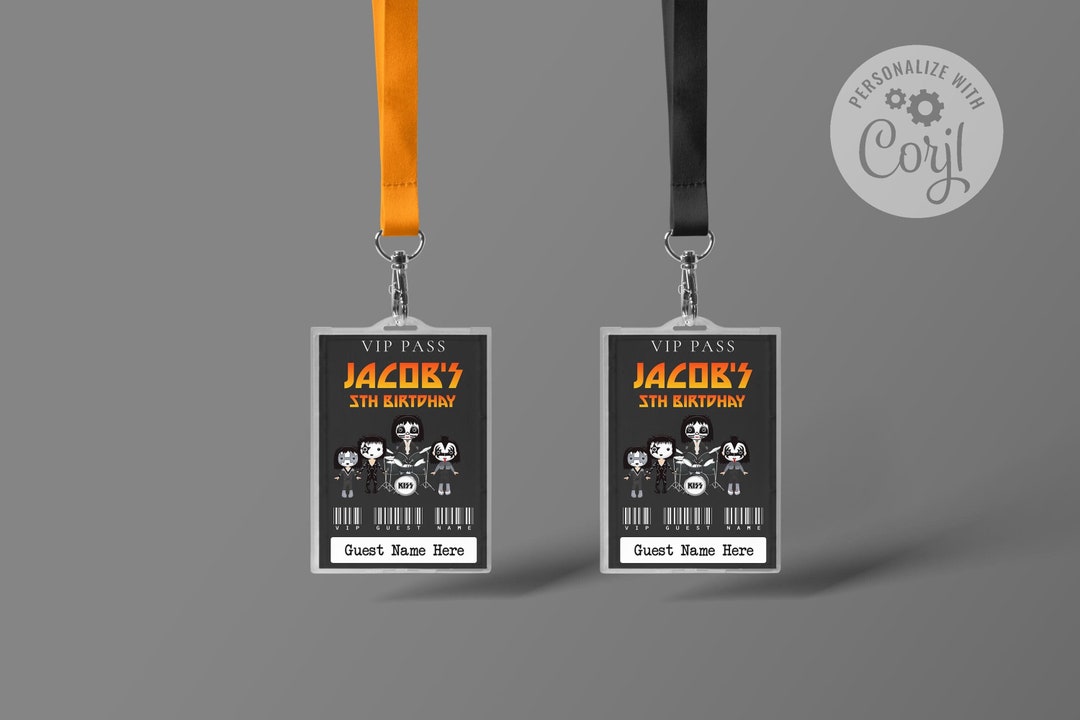 Rock N Roll Band Vip Pass Inserts, Birthday Vip Inserts, Lanyard ...