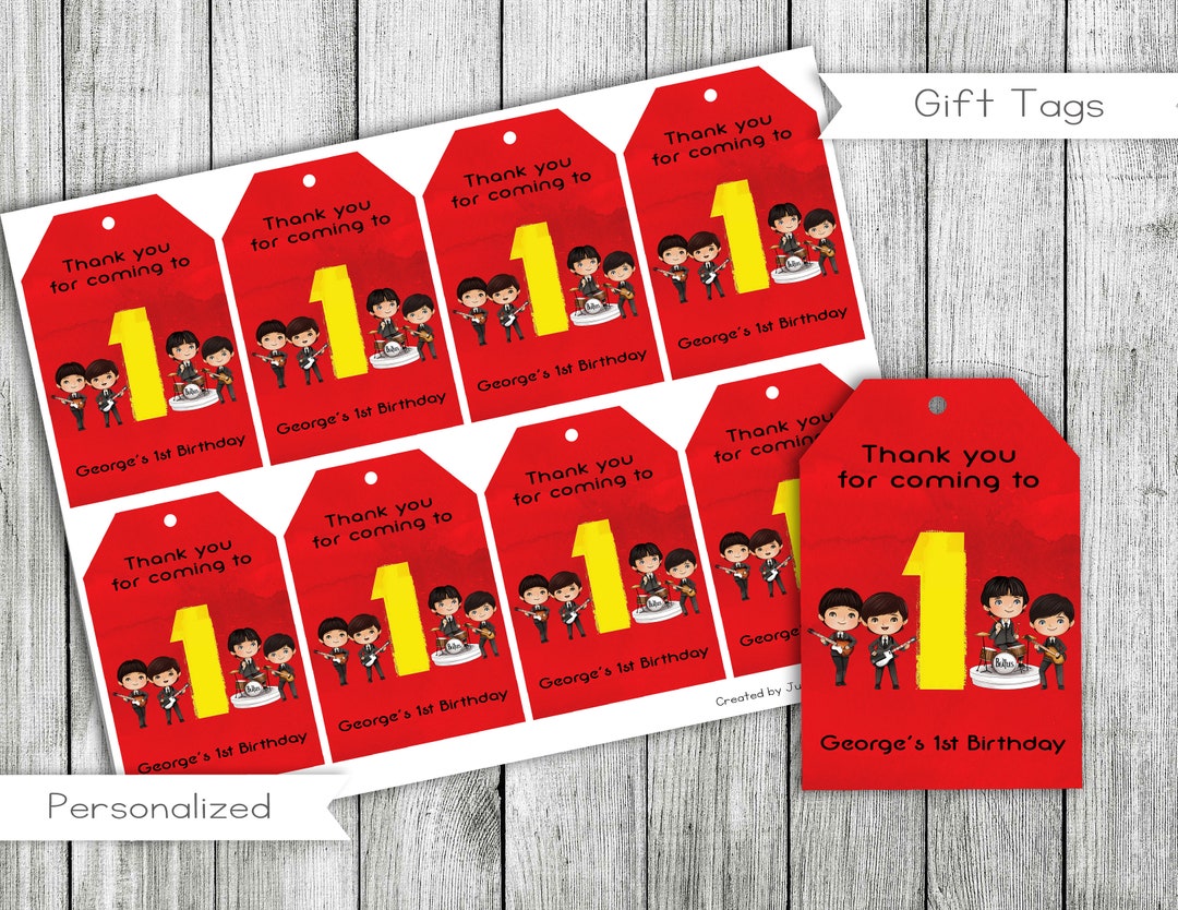 Rock and Roll Boy Band Birthday Thank You Tags, Rock Band Favor Tags ...