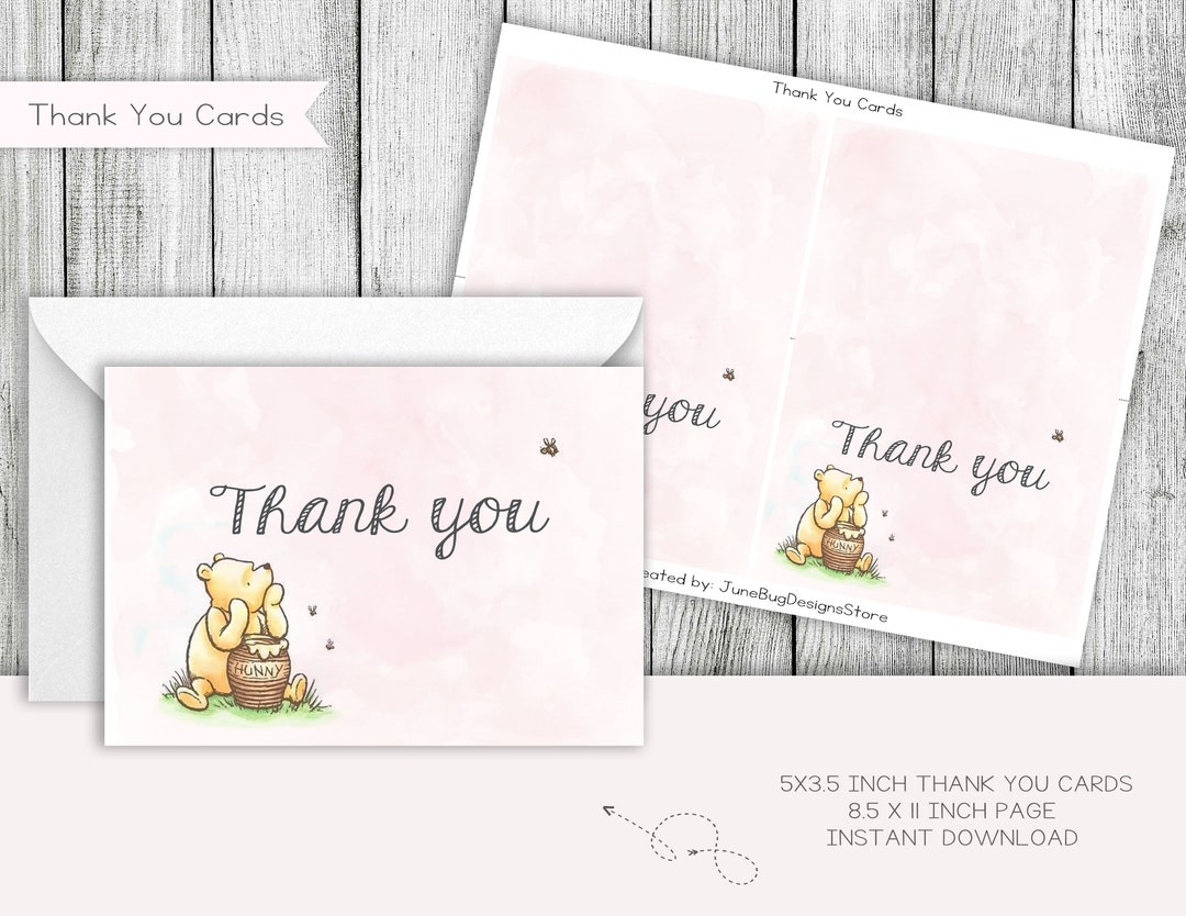 Classic Winnie the Pooh Thank You Cards, Thank You Notes, Classic Bear ...