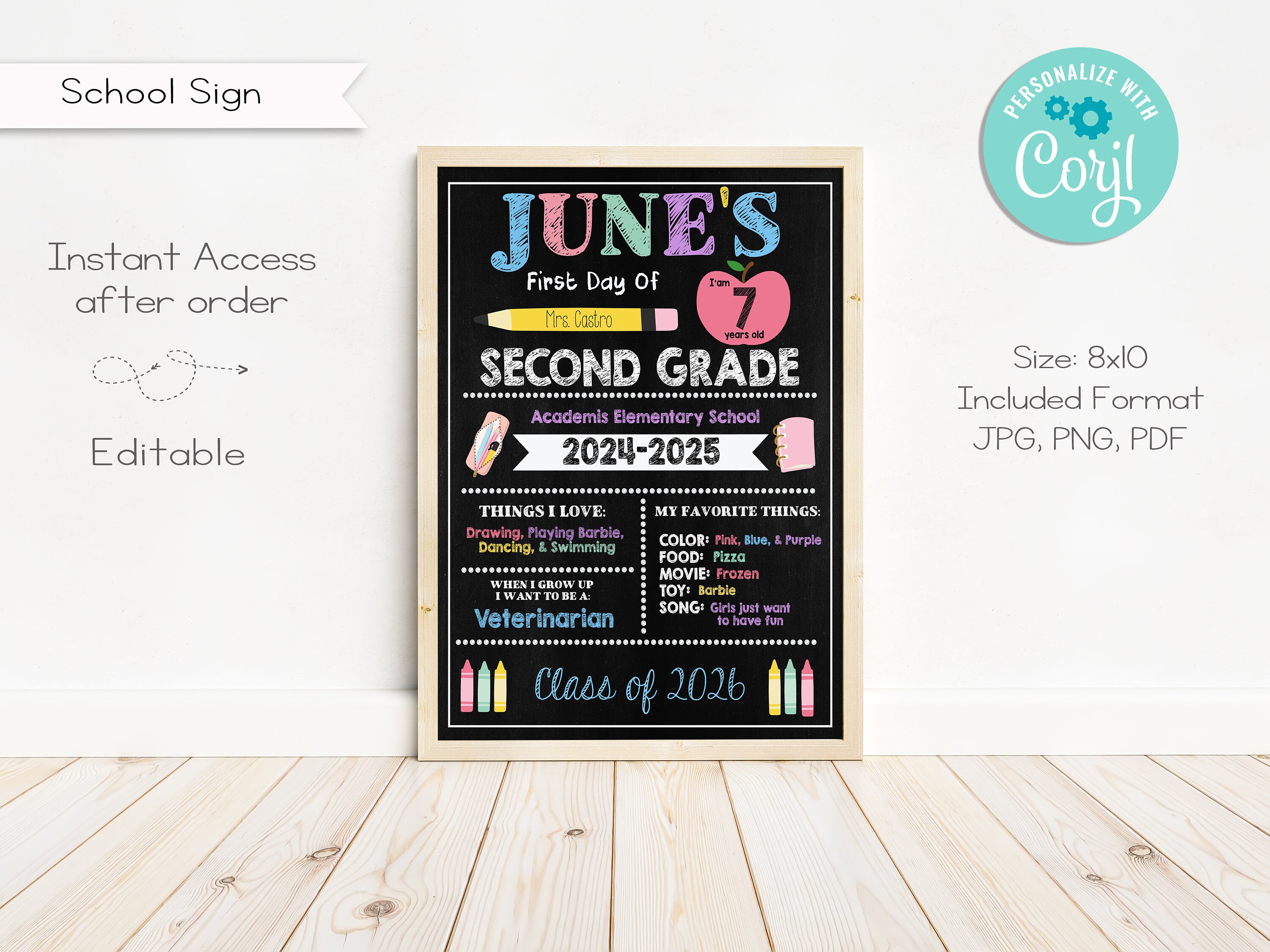 Pastel Colors First Day of School Sign, Editable (digital, JPG, PDF) - Etsy
