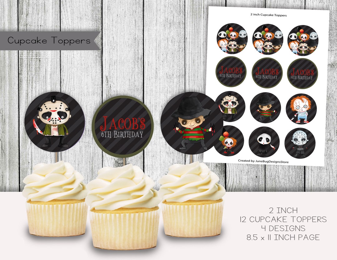 Horror Movie Baby Shower Cupcake Toppers, Scary Movie Cupcake Toppers ...