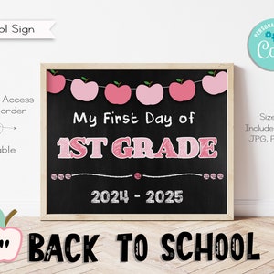 My First Day of School Sign, Back to School Sign, Pink Apples School ...
