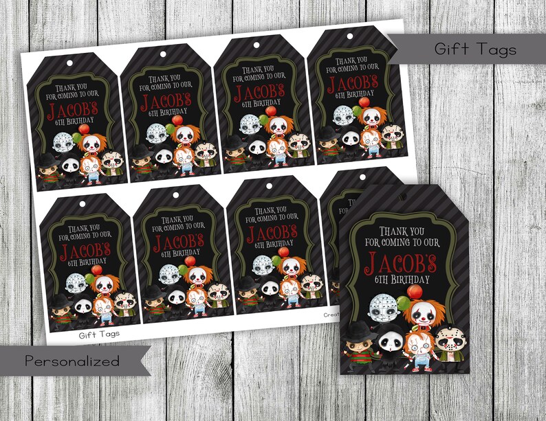 Horror Movie Thank You Tags Scary Movie Favor Tags Classic | Etsy