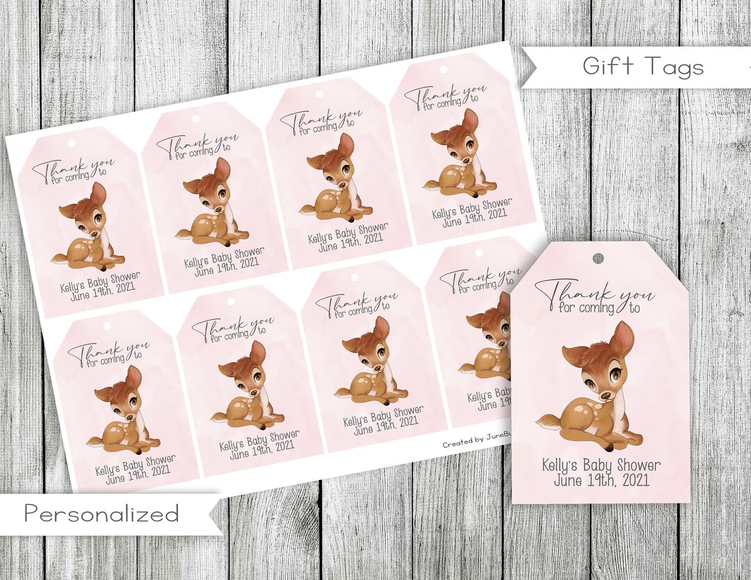 Classic Baby Deer Baby Shower Thank You Tags, Gift Tags, Party Favors ...