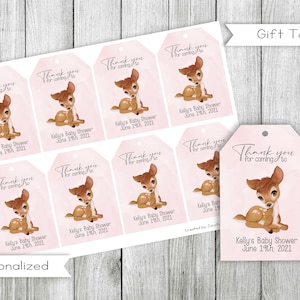 Classic Baby Deer Baby Shower Thank You Tags, Gift Tags, Party Favors ...