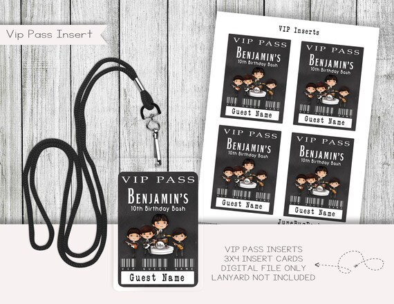 Rock Band Vip Pass Inserts Birthday Vip Inserts Lanyard | Etsy